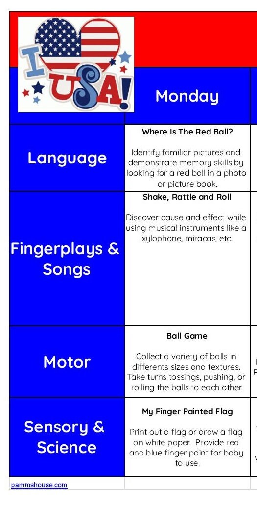 U.S.A Infant Lesson Plans for Baby - Learning Through Play - Etsy