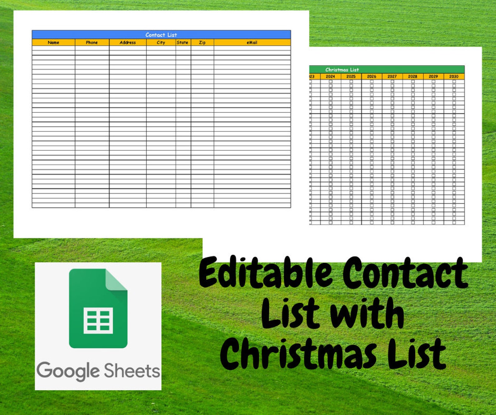 Editable and Printable Contact List and Christmas List Templates Using ...