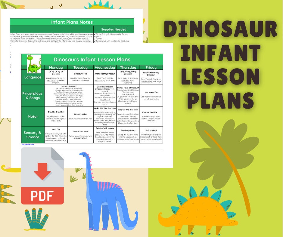 Dinosaurs Printable Infant Lesson Plans for Baby - Learning Through ...
