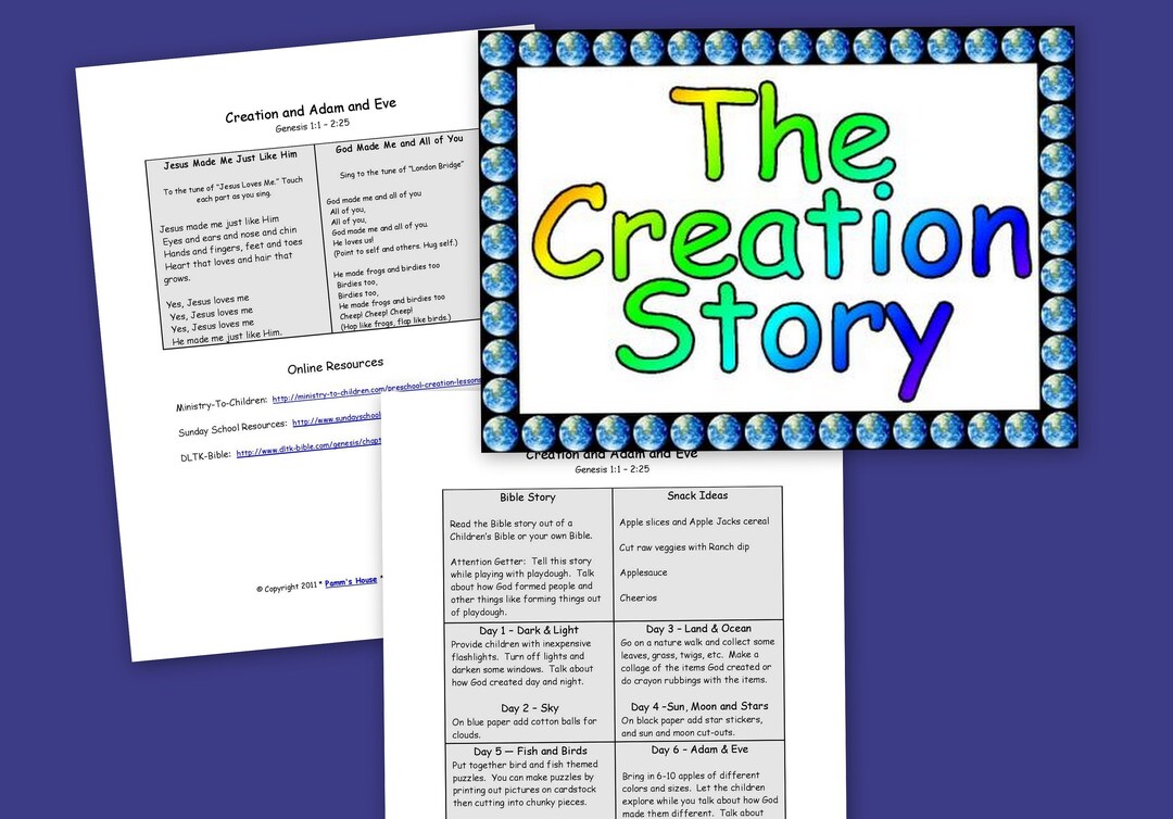 Bible Story Guide - Creation & Adam and Eve - Learning Through Play - Etsy