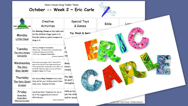 Printable Toddler Theme Based on the Works of Eric Carle - Learning ...