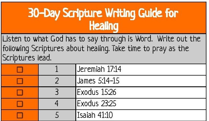 30-day Scripture Writing Guide for Healing - Etsy