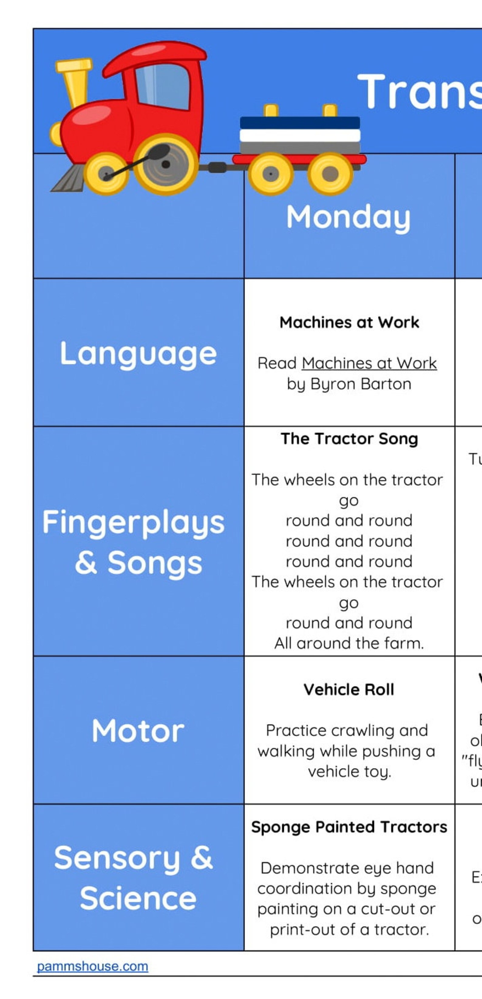 Transportation Printable Infant Lesson Plans for Baby - Learning ...