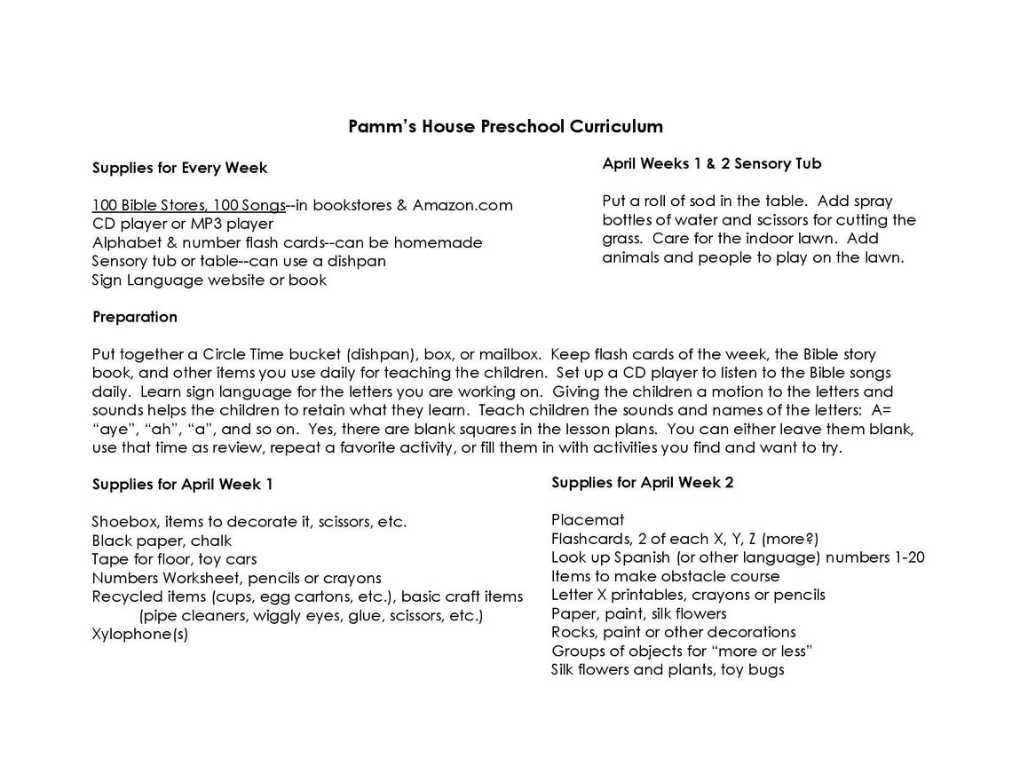 Preschool Lesson Plans for April - Bible Based - Learn Through Play ...