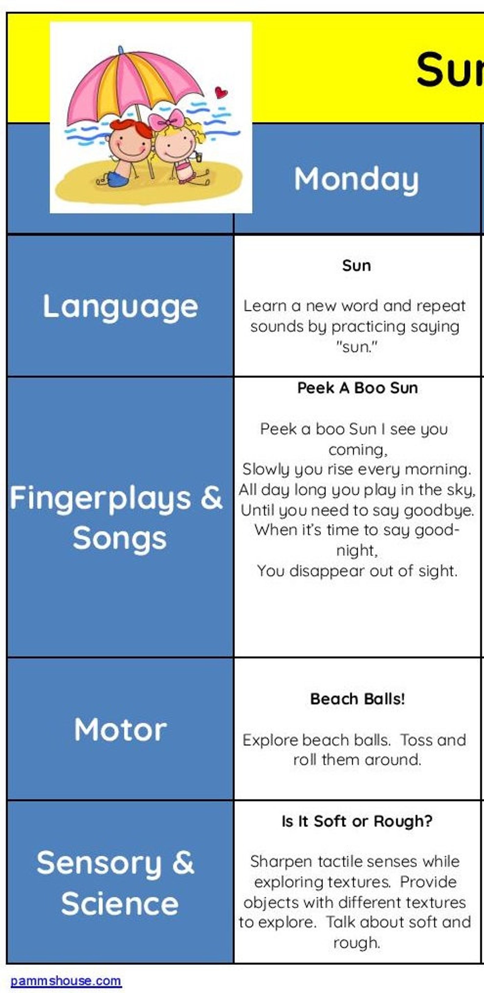 One Week of Summer Fun Printable Infant Lesson Plans for Baby ...