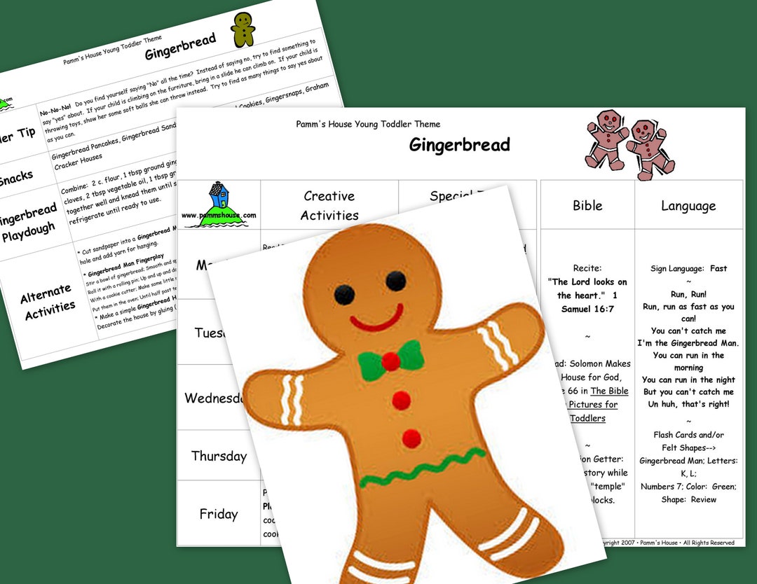 Gingerbread - Printable Toddler Theme - Learning Through Play - Etsy