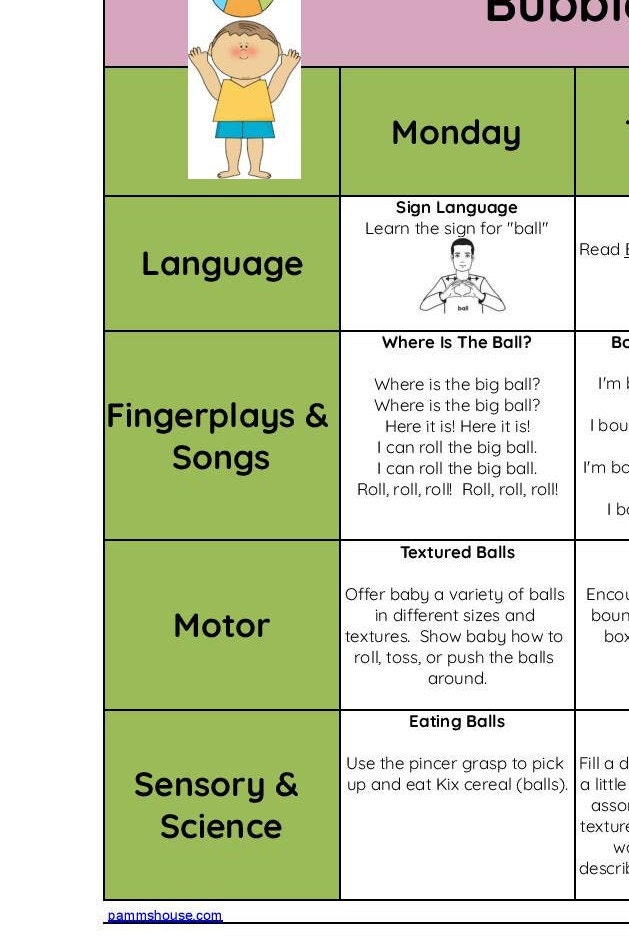 Bubbles & Balls Printable Infant Lesson Plans for Baby - Learning ...