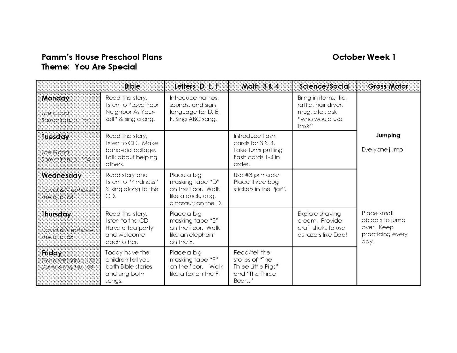 Preschool Lesson Plans for October - Bible Based - Learn Through Play ...