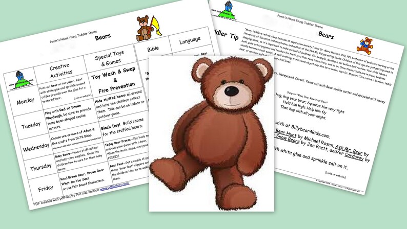 Printable Toddler Theme - Bears - Learning Through Play - Etsy