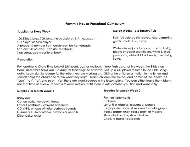 Preschool Lesson Plans for March - Bible Based - Learn Through Play ...