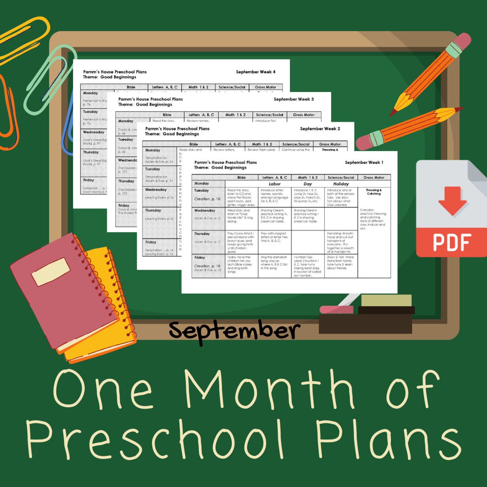 Preschool Lesson Plans for September - Bible Based - Learn Through Play ...
