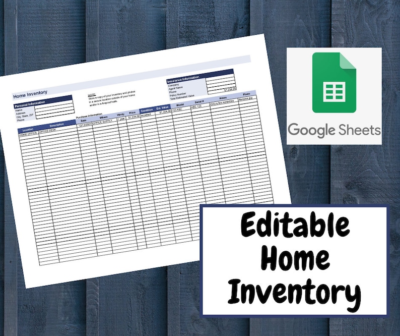 Editable/fillable Home Inventory Template - Etsy