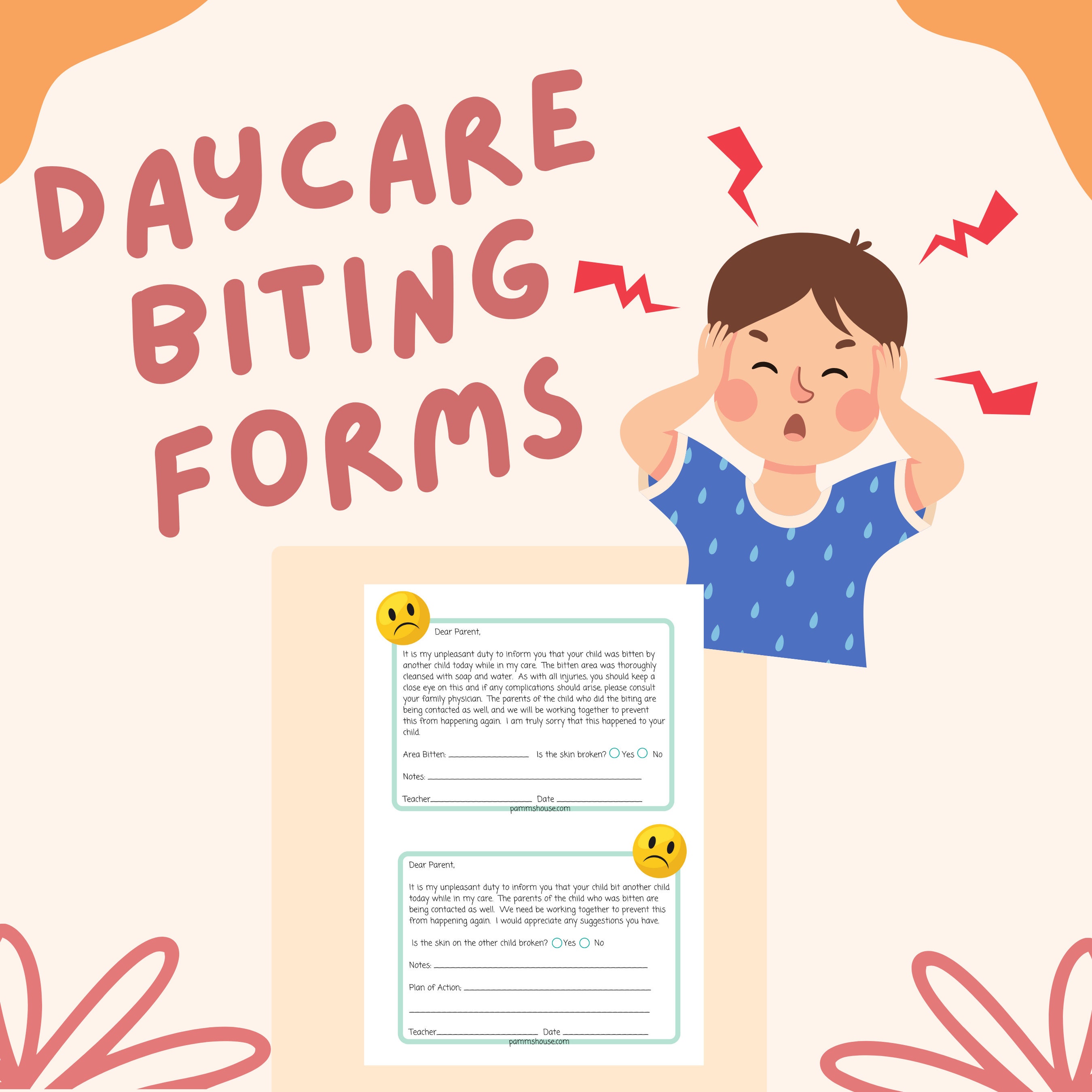 Printable "biting" Forms for the Biter and Bitee - Suitable for Infants ...