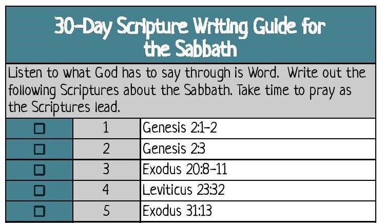 30-day Scripture Writing Guide on the Sabbath - Etsy