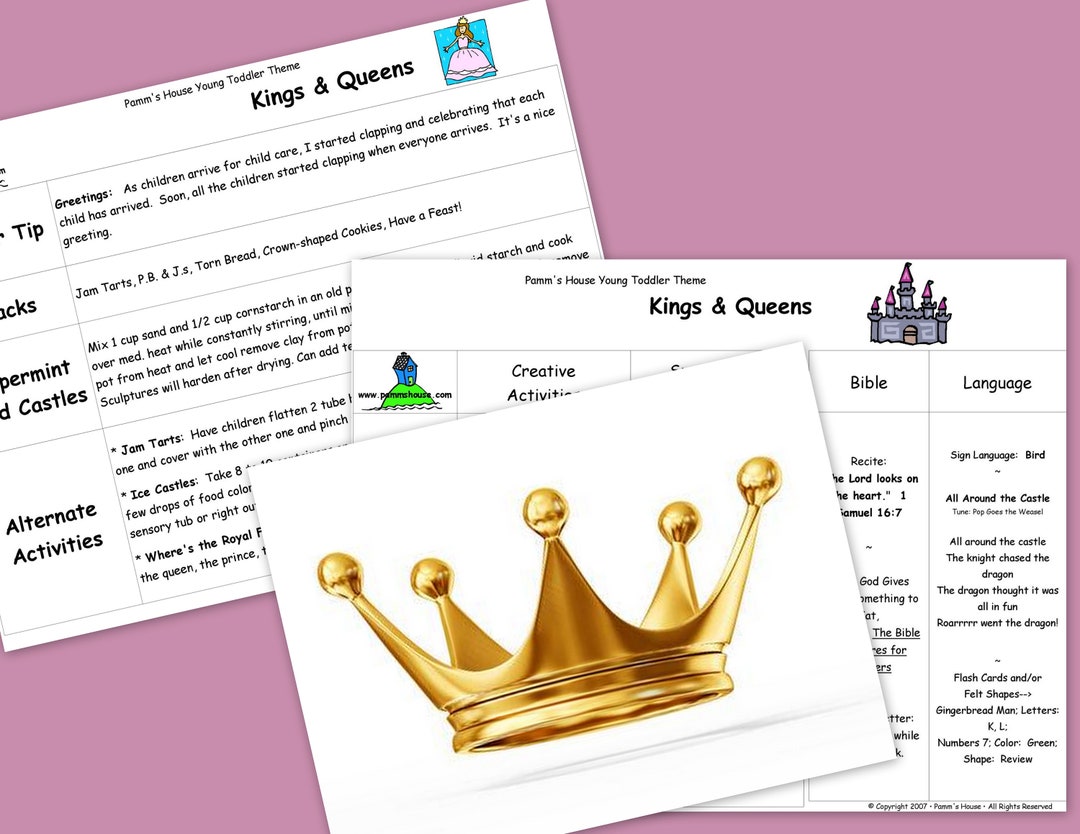 Kings & Queens Printable Toddler Theme - Learning Through Play - Etsy