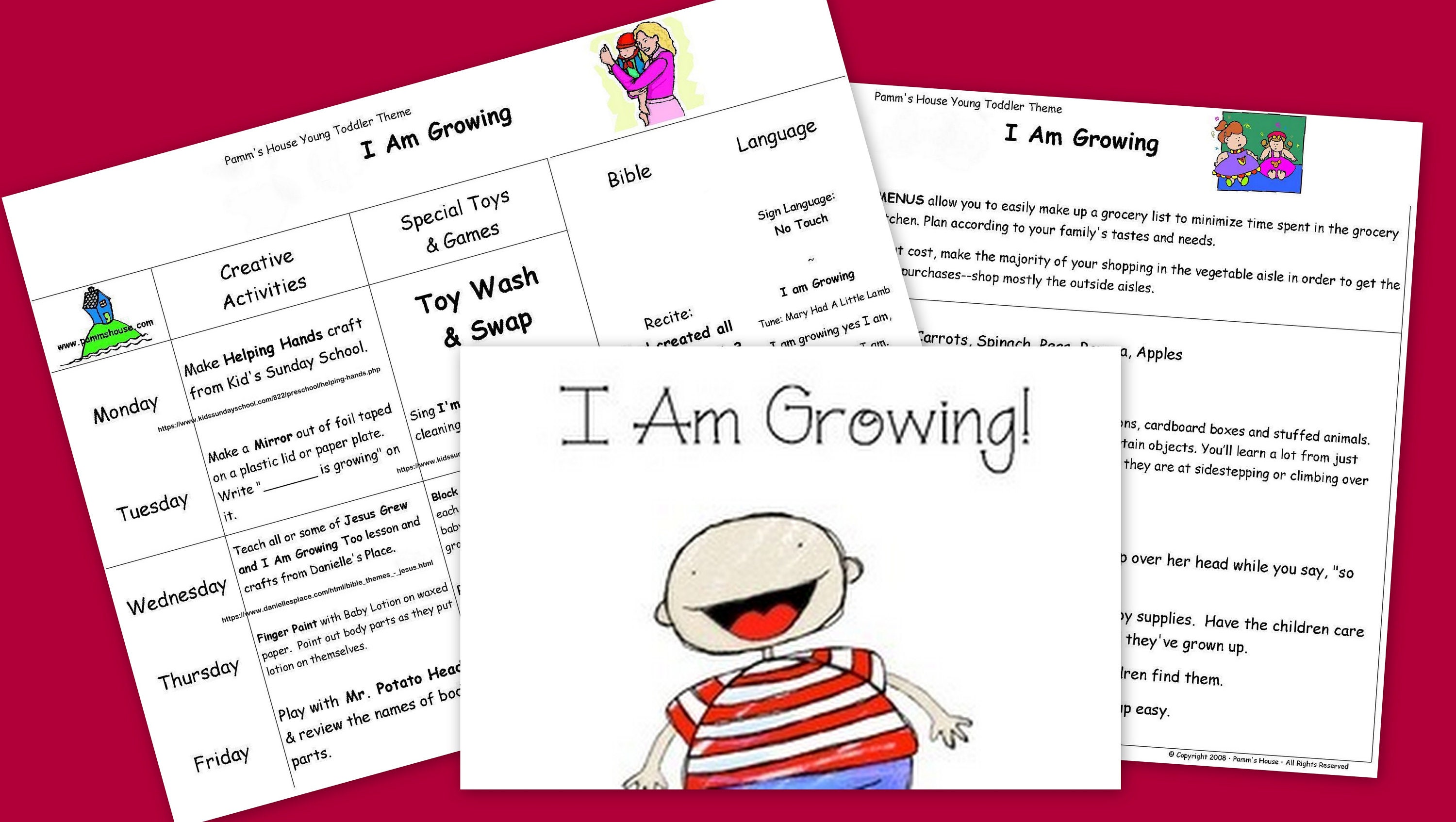 Printable Toddler Theme - I Am Growing - Learning Through Play - Etsy