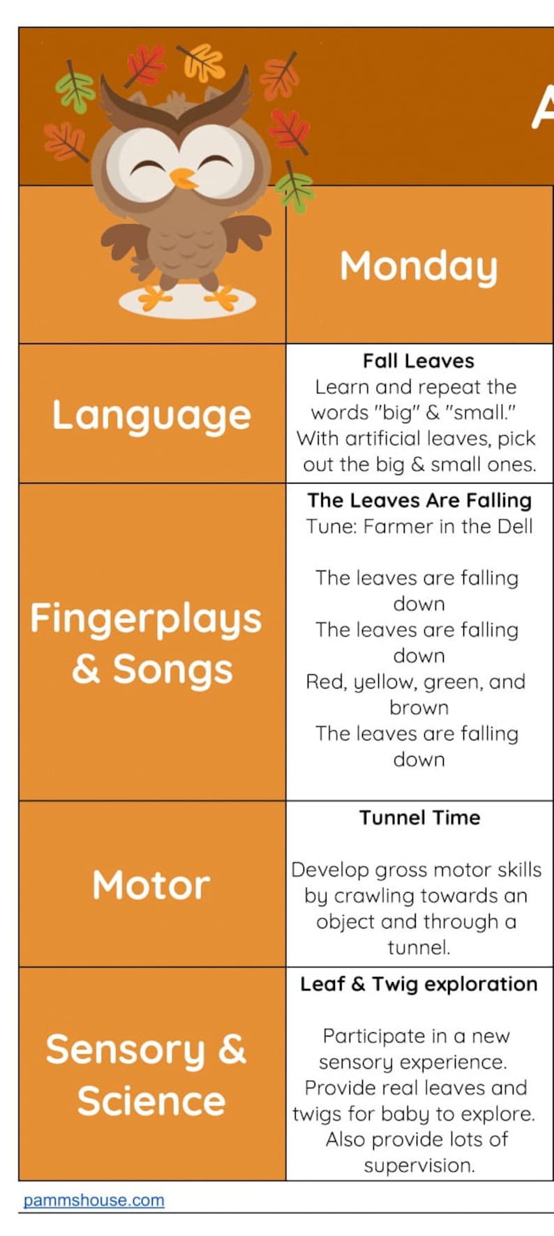 Autumn Printable Infant Lesson Plans for Baby - Learning Through Play ...