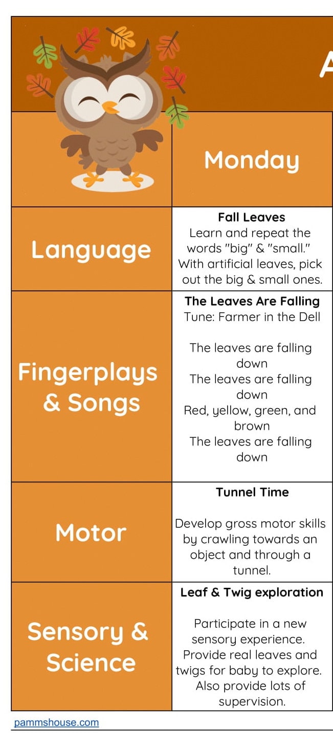 Autumn Printable Infant Lesson Plans for Baby - Learning Through Play ...