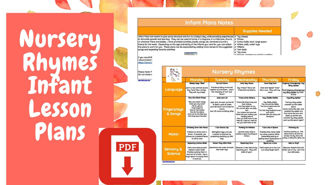 Nursery Rhymes Printable Infant Lesson Plans for Baby - Learning ...