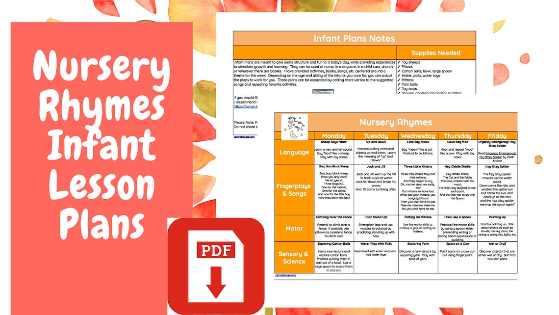 Nursery Rhymes Printable Infant Lesson Plans for Baby - Learning ...