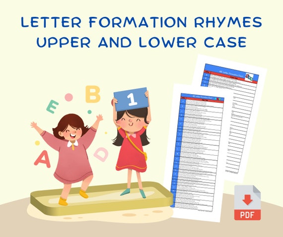 Alphabet Formation Rhyme Chart Upper & Lower Case Rhymes for - Etsy