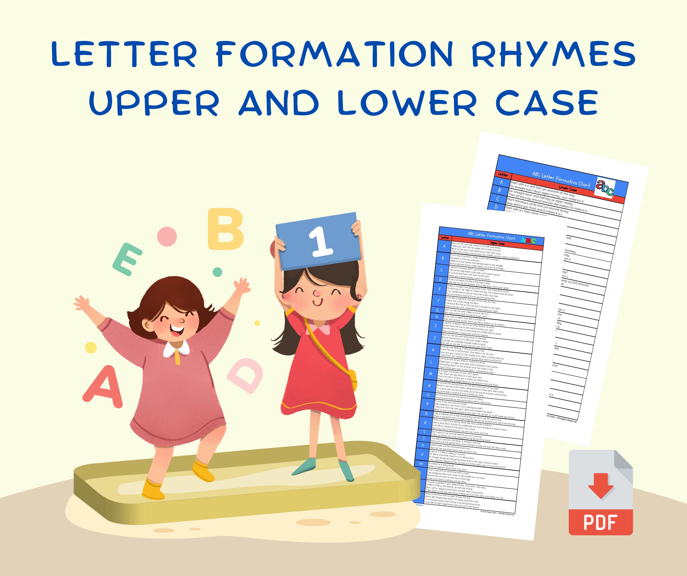 Alphabet Formation Rhyme Chart - Upper & Lower Case Rhymes for Every ...