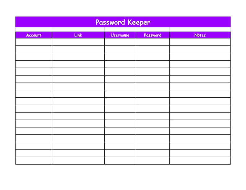 Editable and Printable Password Keeper | Etsy