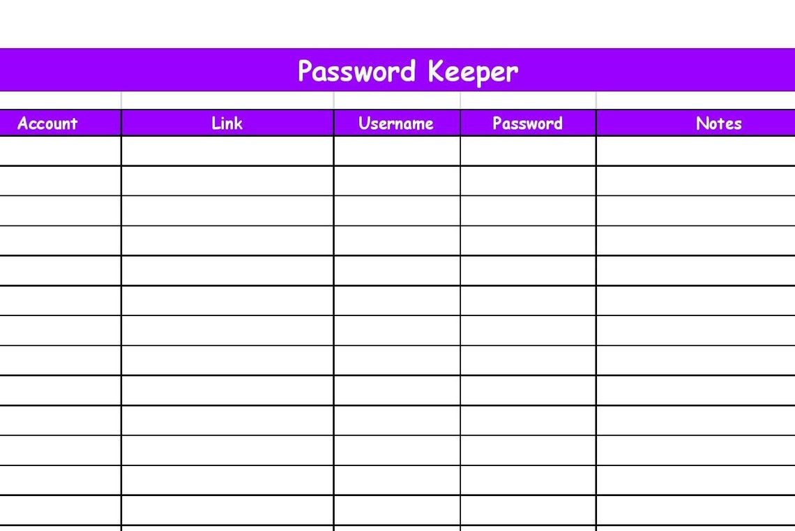 Editable and Printable Password Keeper - Etsy