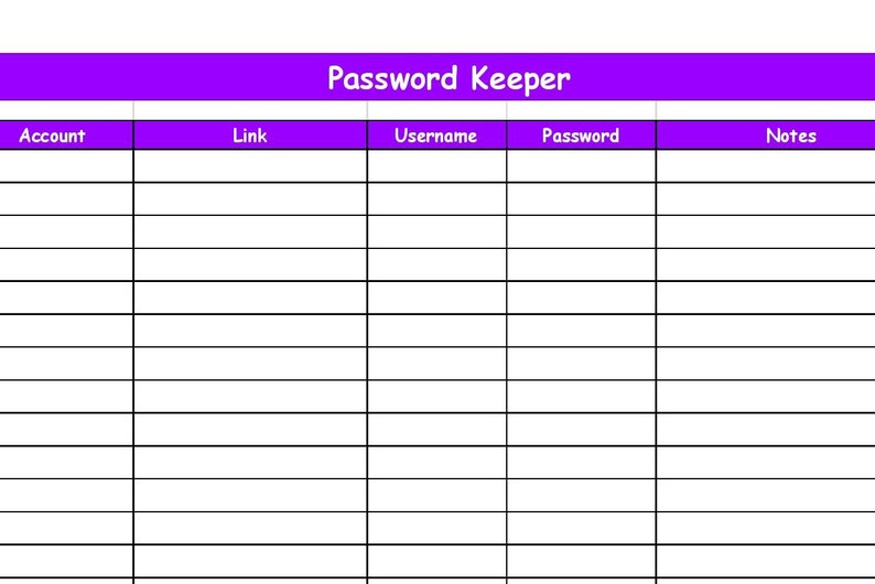 Editable and Printable Password Keeper - Etsy