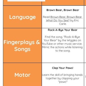 Bear Printable Infant Lesson Plans for Baby - Learning Through Play - Etsy