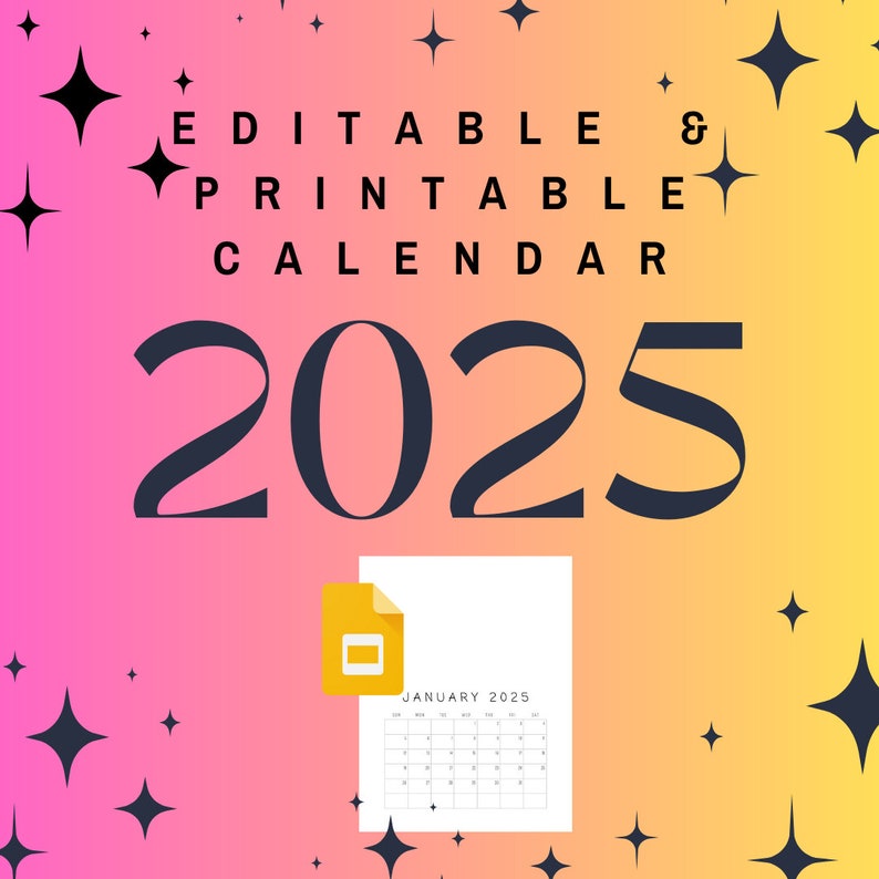2024 Editable Calendar, Add Your Own Photos or Artwork, Google Slides ...