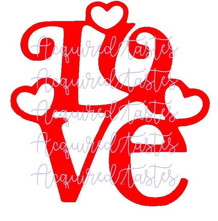 Love SVG With Hearts Digital Download Valentine's Day - Etsy