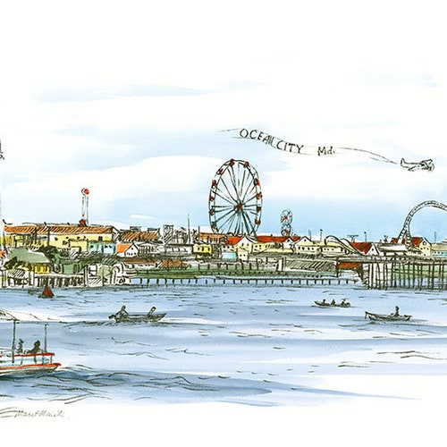Downtown Ocean City 11x14 Print Watercolor - Etsy