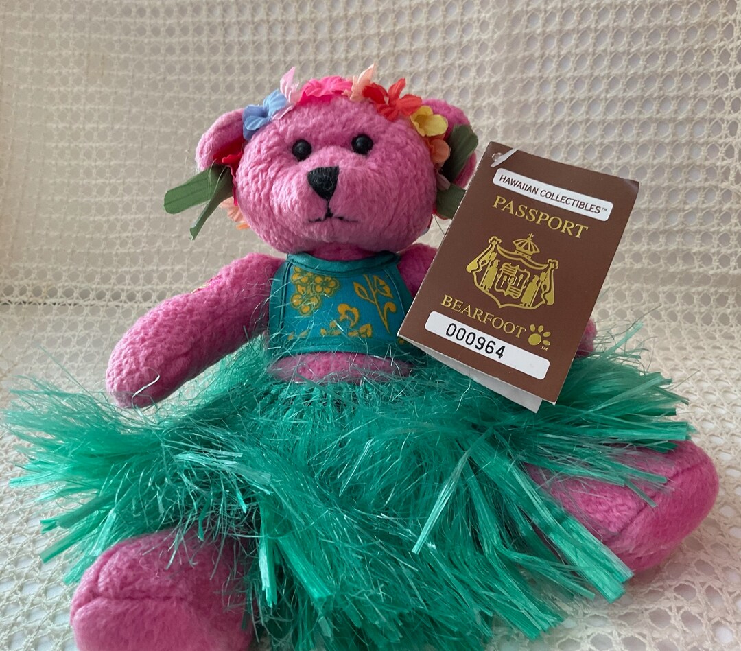 Bearfoot Bear. Hawaiian Hula Plush Bear. Pink. - Etsy