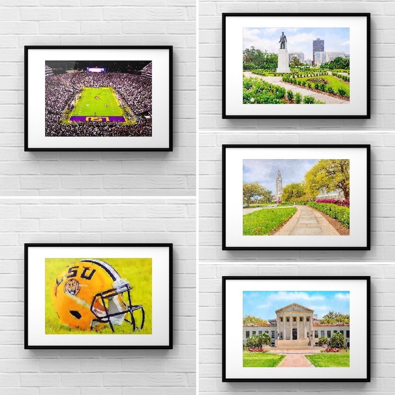 LSU Tigers Stadium Print College Football Wall Art Louisiana - Etsy