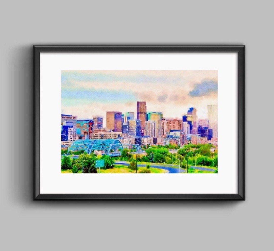 Denver Art Print, Denver Skyline, Denver City Art, Printable Art ...