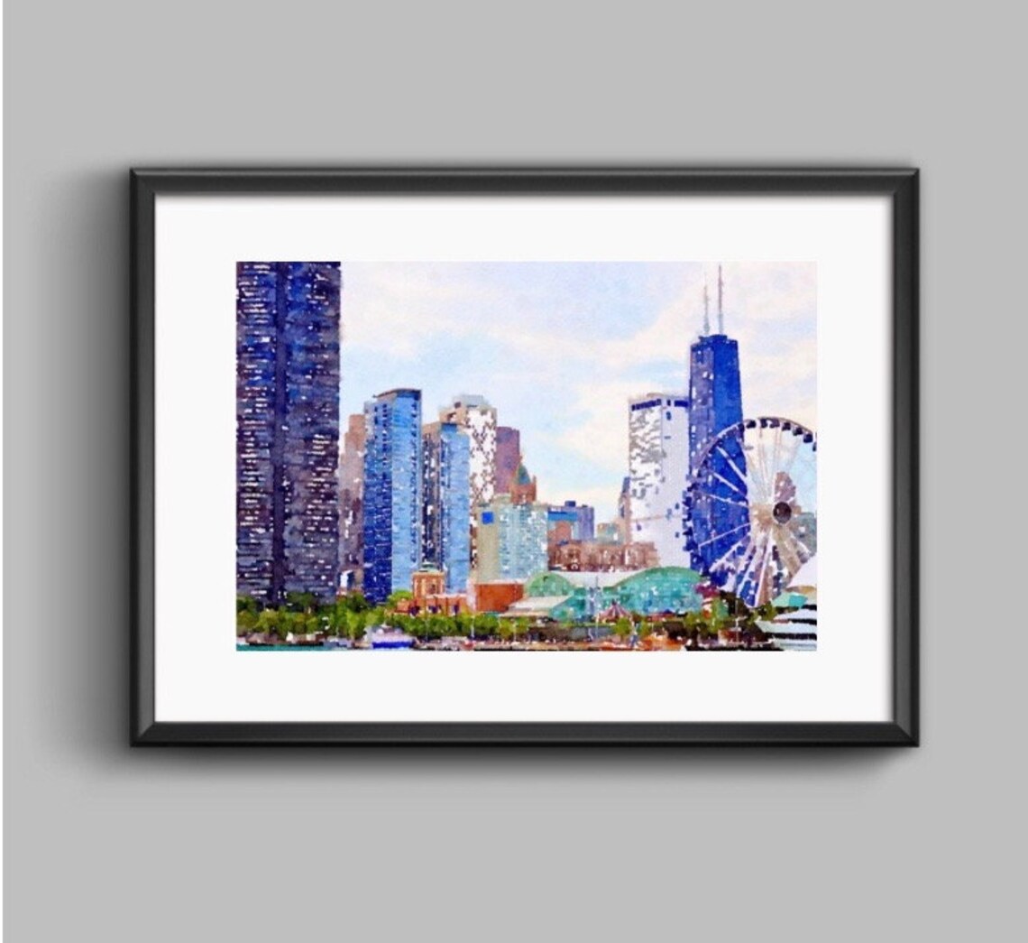 Chicago Skyline Chicago Art Print Chicago Print Chicago - Etsy