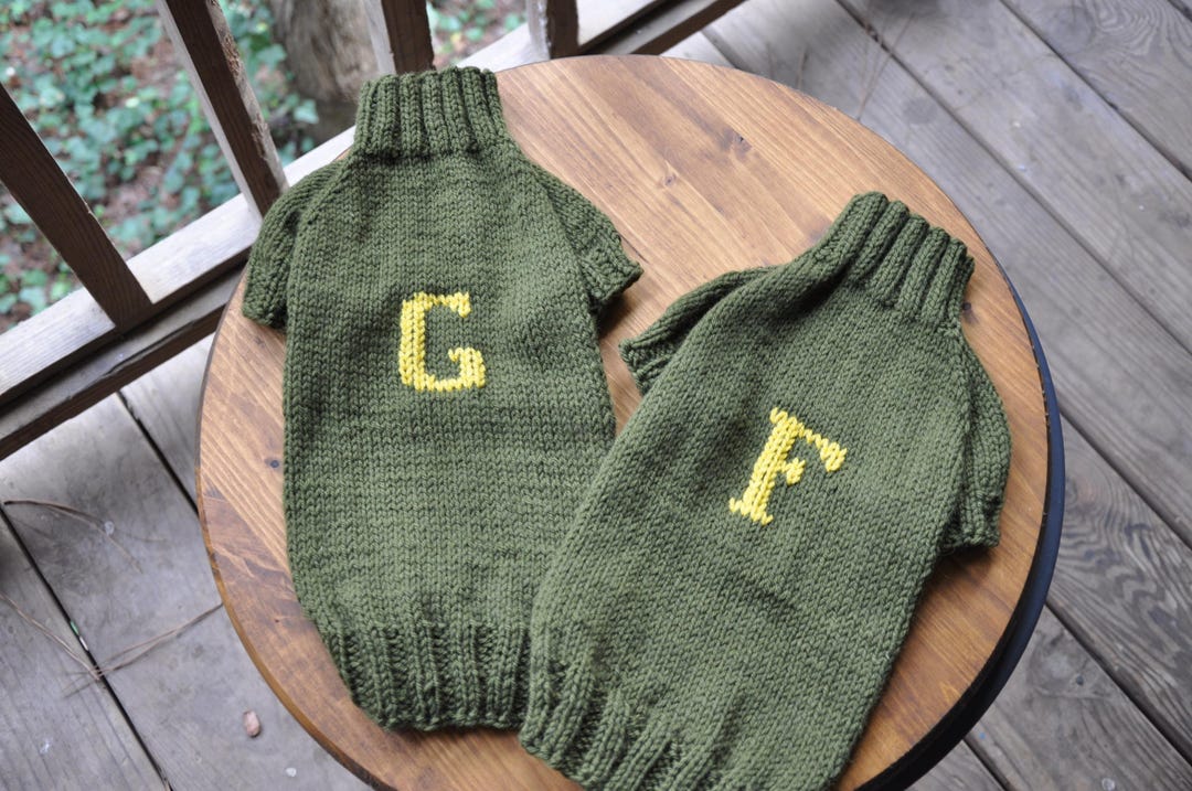Hand-knitted Initial Sweater, Cat or Dog Wool Pet Apparel - Etsy