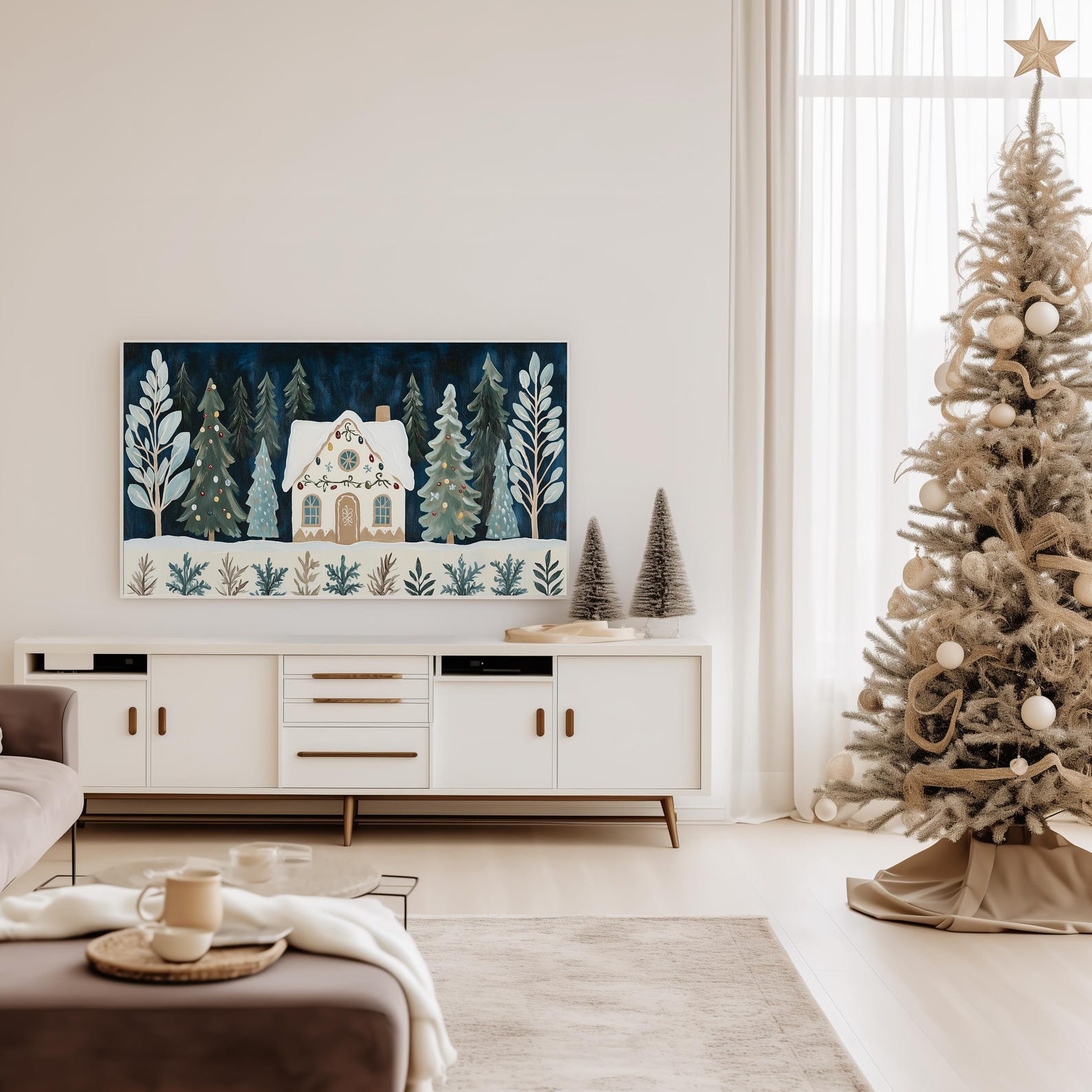 Whimsical Christmas Cottage Frame TV Art | Festive Winter Wonderland ...