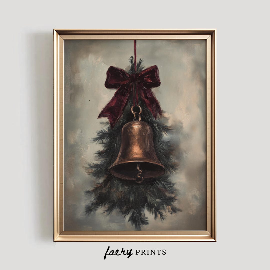 Vintage Christmas Jingle Bell Art | Rustic Holiday PRINTABLE Wall Art ...