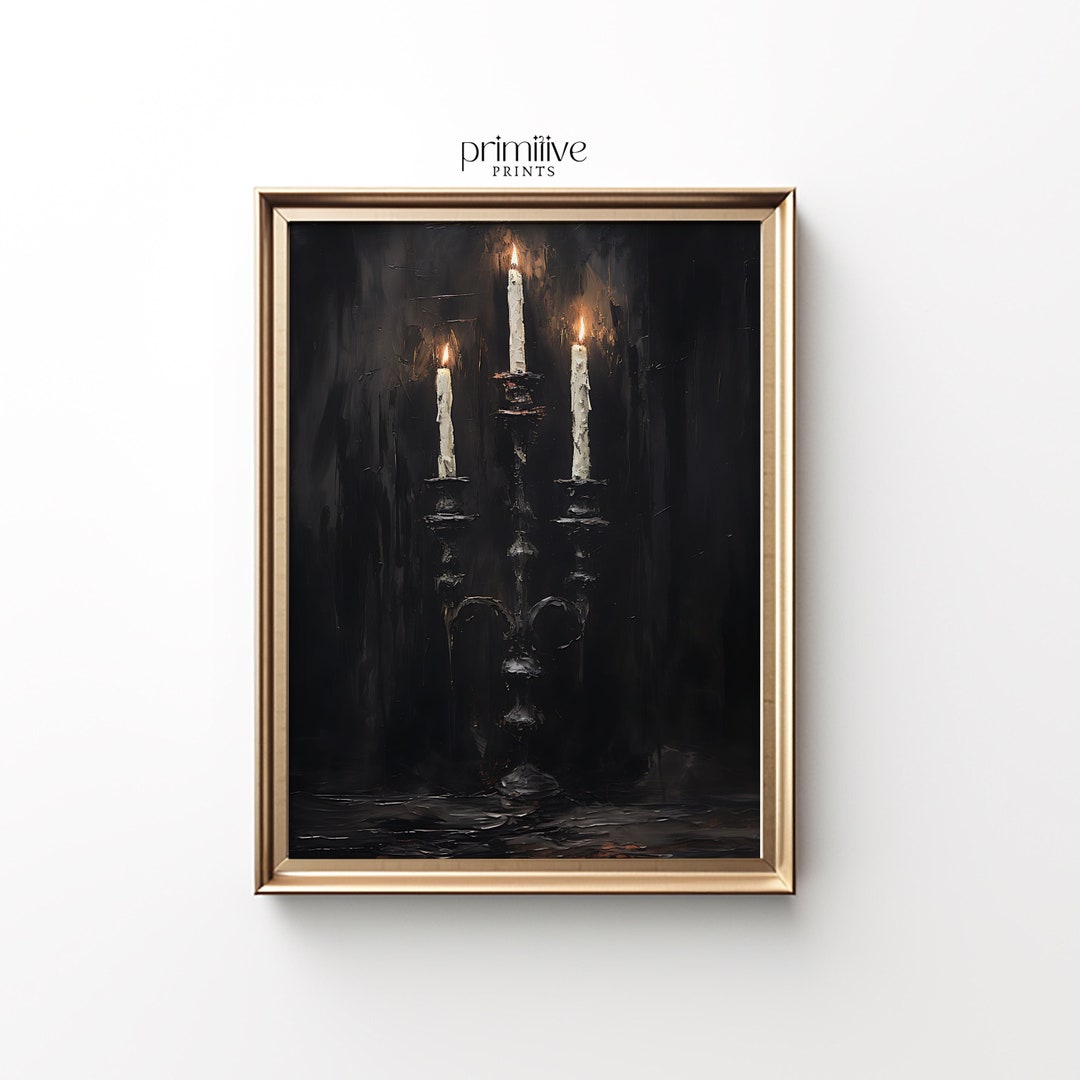Halloween Art Print Spooky PRINTABLE Art Vintage Candelabra Candle ...