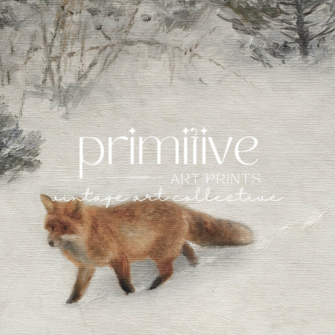 Winter Fox Painting Digital PRINTABLE Wall Art Wildlife - Etsy
