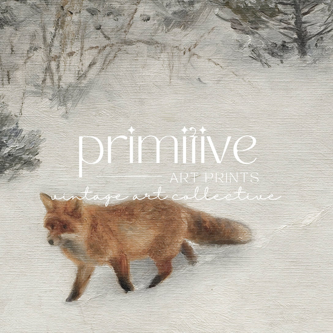 Winter Fox Painting Digital PRINTABLE Wall Art Wildlife - Etsy