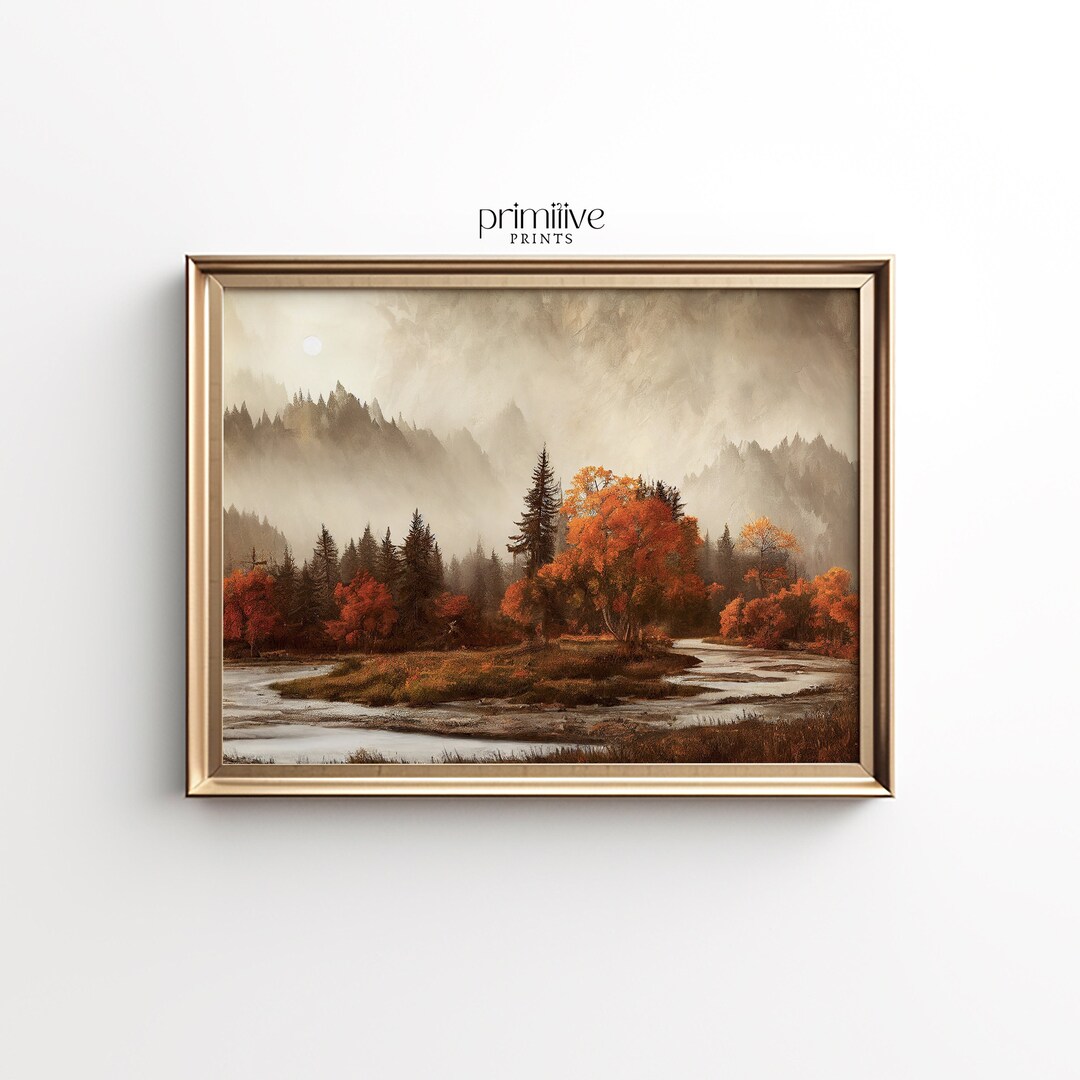Autumn Landscape Print, Fall Foliage Art, Autumn Trees Wall Decor, Fall ...