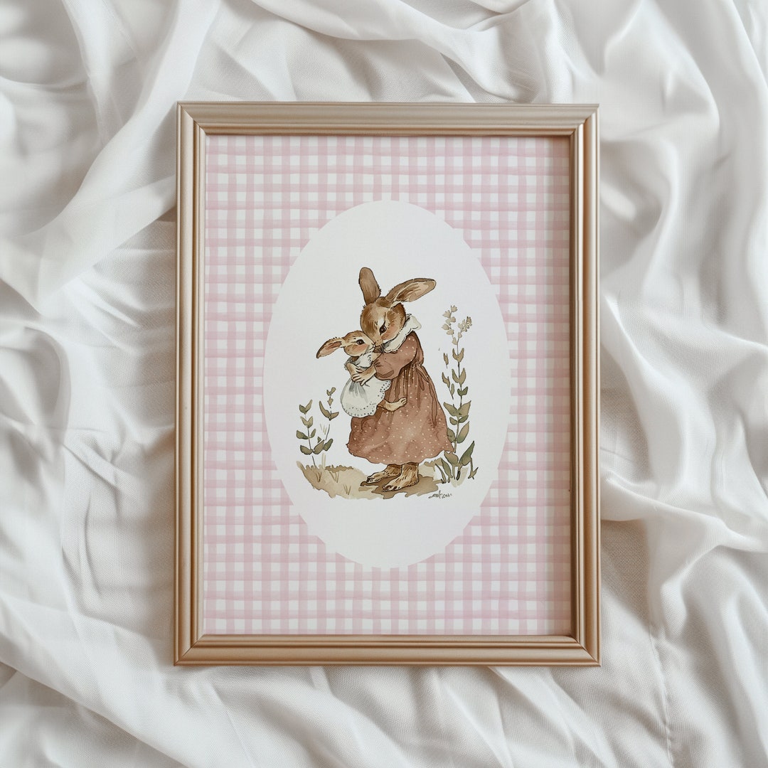Rabbit Nursery Print Vintage Style Nursery PRINTABLE Wall Art Mom ...
