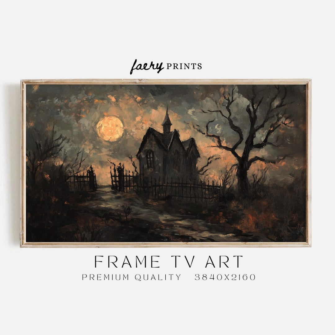 Halloween Frame TV Art | Haunted House Frame TV Art | Spooky Halloween ...