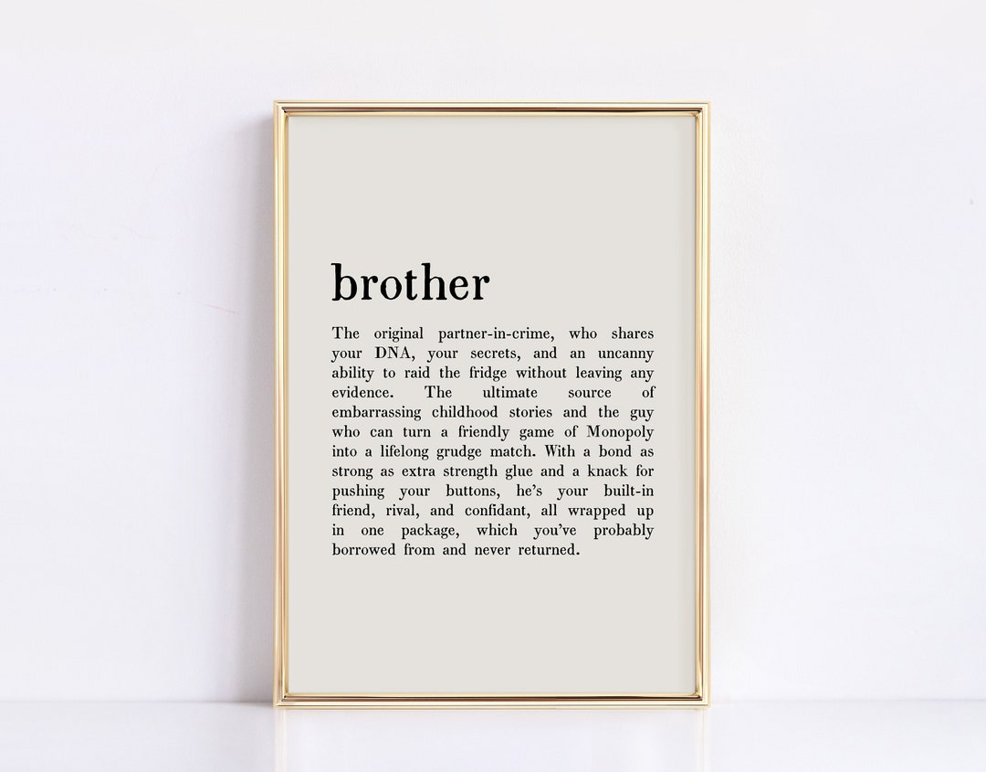 Brother Definition Print | Brother PRINTABLE Wall Art | Sibling Poster ...