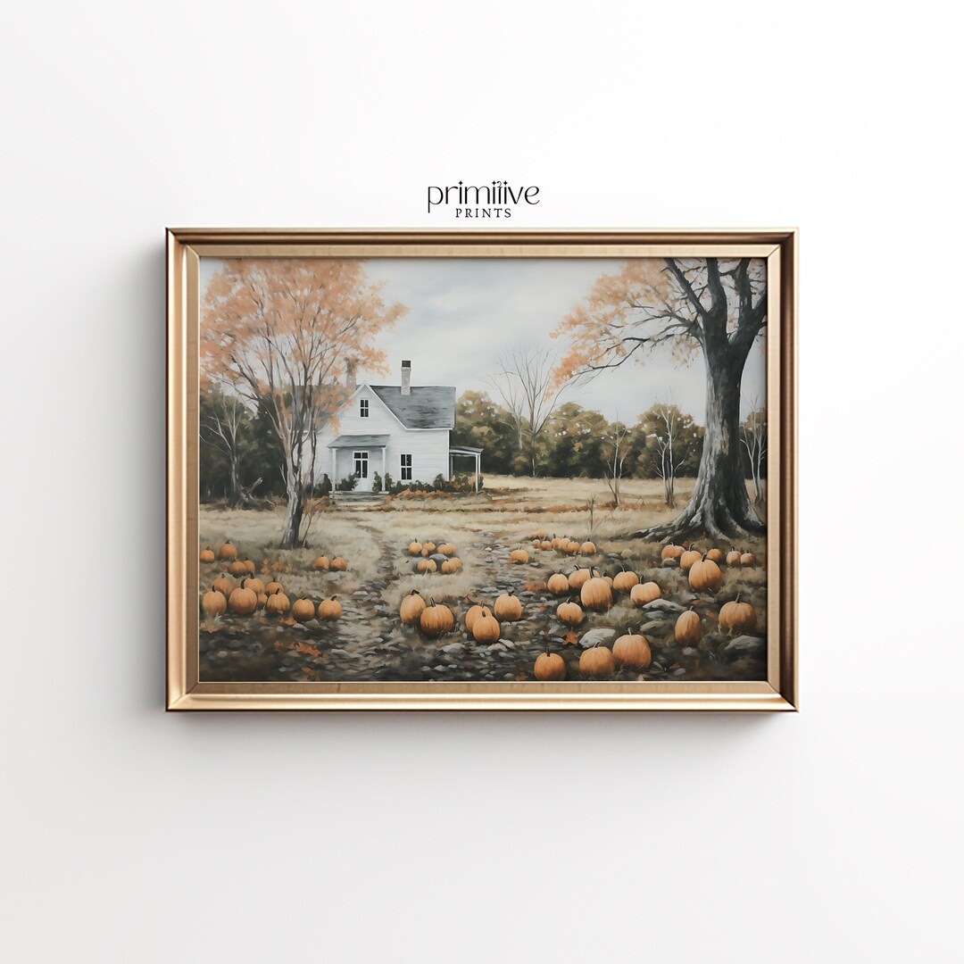 Fall Farmhouse Print Autumn PRINTABLE Art Country Pumpkin Print ...