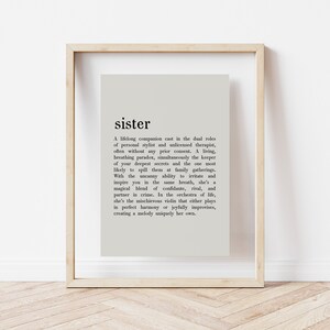 Sister Definition Print | Sister PRINTABLE Wall Art | Sweet Sibling ...