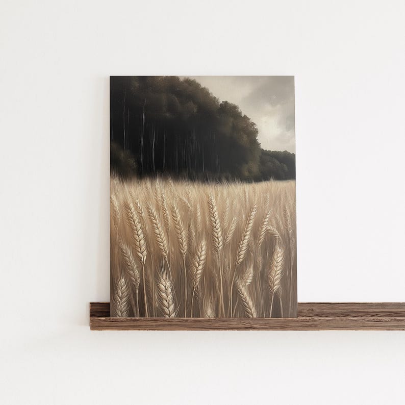 Wheat Field Landscape Print | Vintage Farmhouse Art (digital Download ...